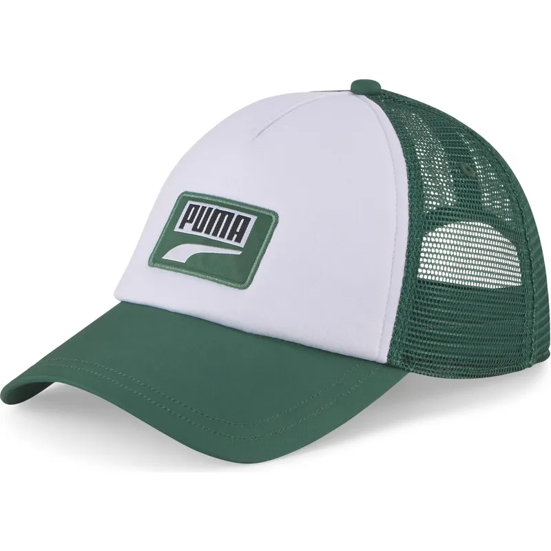 Puma Logo White and Green Snapback Trucker Hat: Caphunters.ch